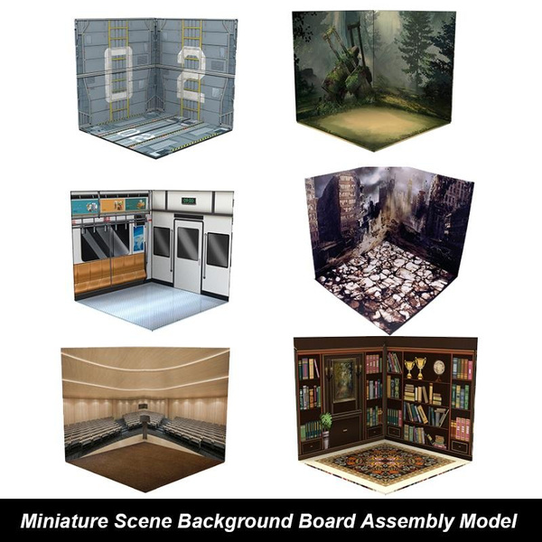1:12 Miniature Scene Background Board Assembly Model For Showcase ...