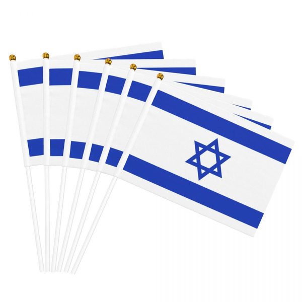 6 Pack/10 Pack Small Israel Jerusalem Flags on Stick Mini Israel ...