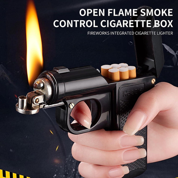 New Retro Creative Kerosene Lighter Pistol-shaped Cigarette Case Dual ...