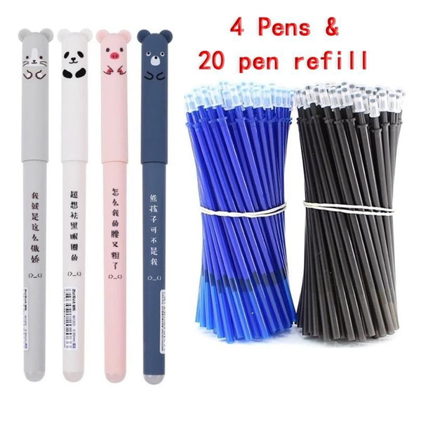 24 Pcs/set Animals Panda Erasable Gel Pen 0.5mm Erasable Pen Refills ...