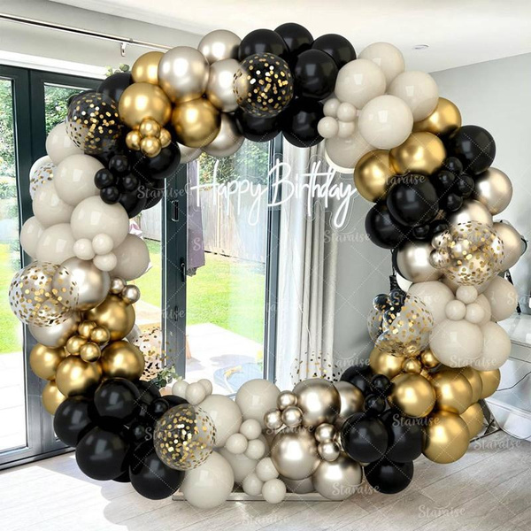 Black and Gold Balloon Garland Kit Confetti Letax Balloon Garland Arch ...