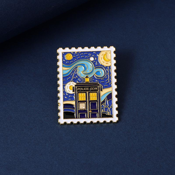 New Van Gogh Oil Painting Alloy Brooch Exquisite Starry Sky Castle ...
