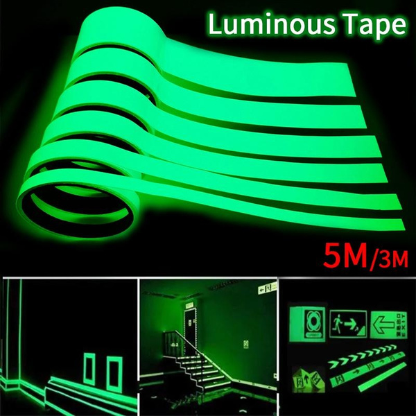 5M/3M Luminous Tape Self-adhesive Tape Night Vision Glow In Dark Safety ...