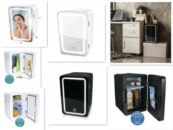 Personal Chiller LED Lighted Mini Fridge with Mirror Door Refrigerator ...
