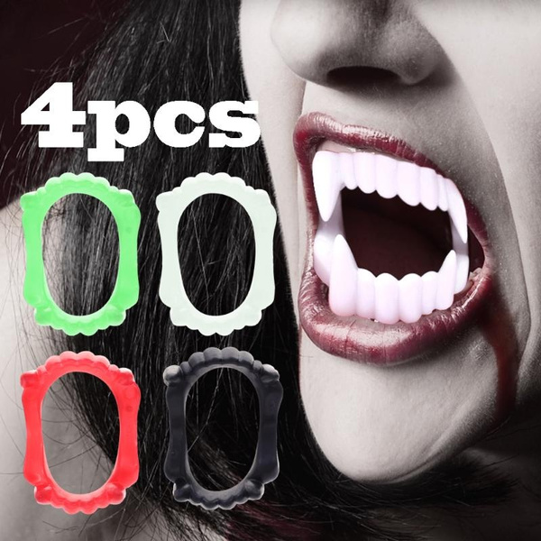 4pcs Halloween Vampire False Teeth Horrific Party Costume Transparent ...