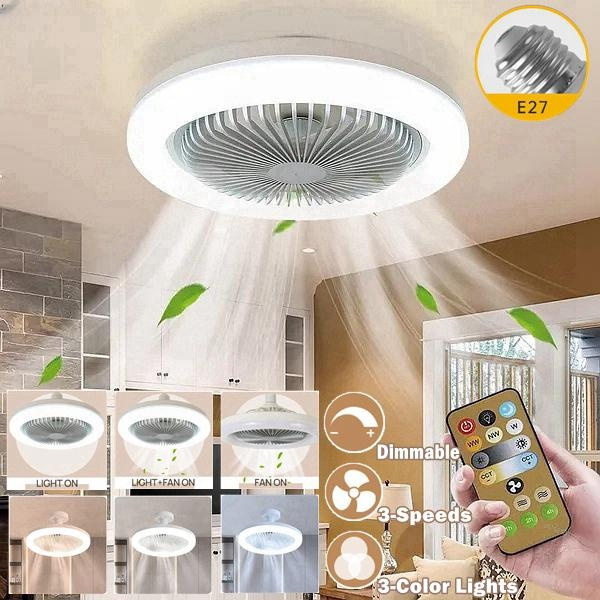 Enclosed Mini Ceiling Fan with Light and Remote, 3 Speed Dimmable ...