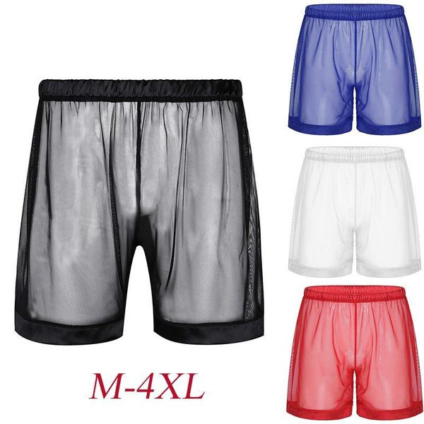 Men's See Through Shorts Mesh Loose Shorts Lounge Underwear Boxer ...