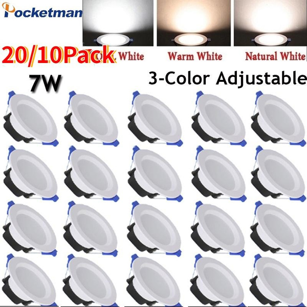 Pack of 20/10,7W Dimmable three colors LED Recessed Downlight LED ...