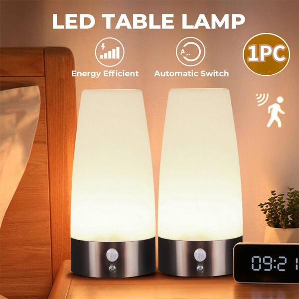 1PC Motion Sensor LED Night Light Portable Bedside Lamp Energy Save ...