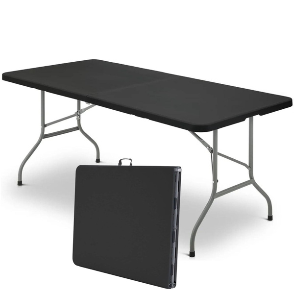 6 ft Plastic Folding Table Portable Fold-in-Half Table for Indoor ...