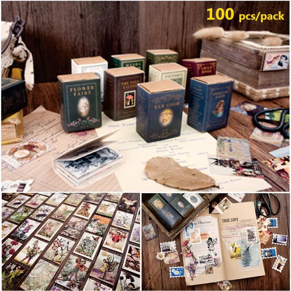 10 Types Mini Book Retro Sticker Pack DIY Junk Journal Sticker Vintage ...
