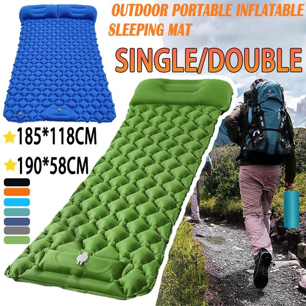 Inflatable Mat Camping Sleeping Inflating Self Mattress Bed Air Pillow Hiking | Wish