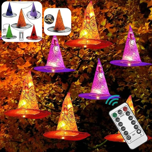 Halloween Decorations Waterproof Lighted Witch Hats(38cm),1/5/8pcs ...