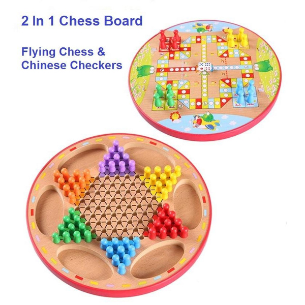 Wooden 2 In 1 Game Flying Chess And Chinese Checkers Flight Party For ...