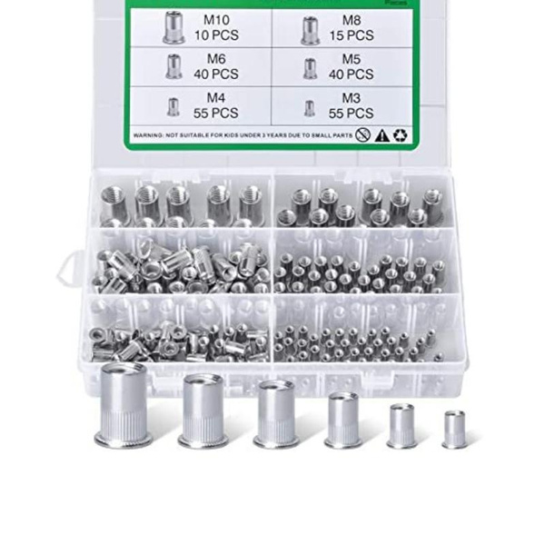 Rivet Nut, 215 PCS 304 Aluminum Alloy Rivet Nut Kit, 6 Sizes - M3 M4 M5 ... Rivet Nut, 215 PCS 304 Aluminum Alloy Rivet Nut Kit, 6 Sizes - M3 M4 M5 ...