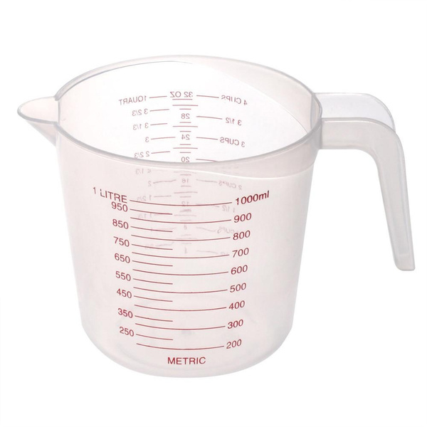 Clear Plastic 1L Measuring Jug Cup Grip Cooking Barking Kitchen Lab ...