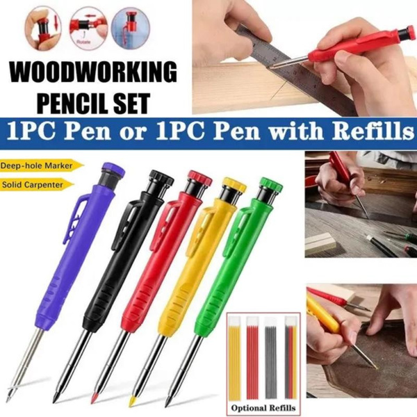 1Pcs Marking Tool Solid Carpenter Pencil Built-in Sharpener Marking ...