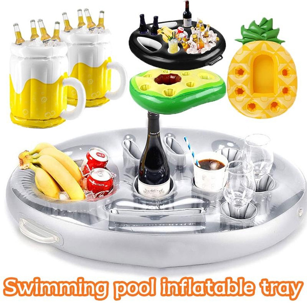 Pool Inflatable Coaster Tray Avocado Rainbow Cloud Shape Drink Plate ...