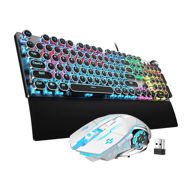 AULA F2088 Typewriter Style Mechanical Gaming Keyboard + SC100 White ...