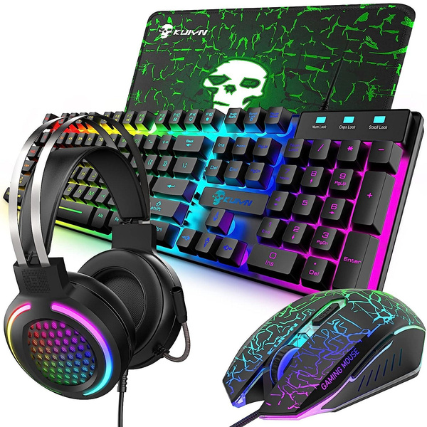 Wired Gaming Keyboard And Mouse Combo With Gaming Mouse Pad And Headset ...