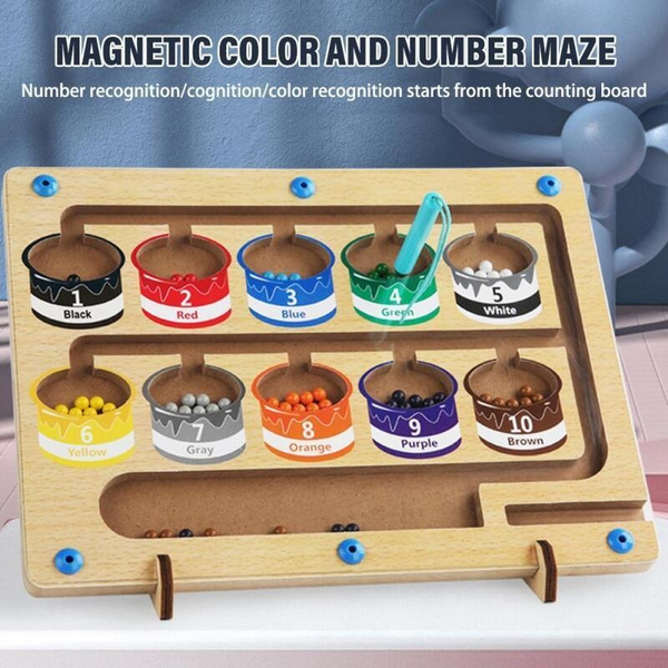 Wooden Magnetic Color Number Maze Baby Montessori Educational Children ...