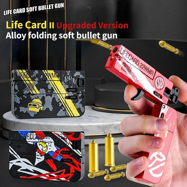 New children's soft-shell toy gun, new alloy folding toy gun, life card ...