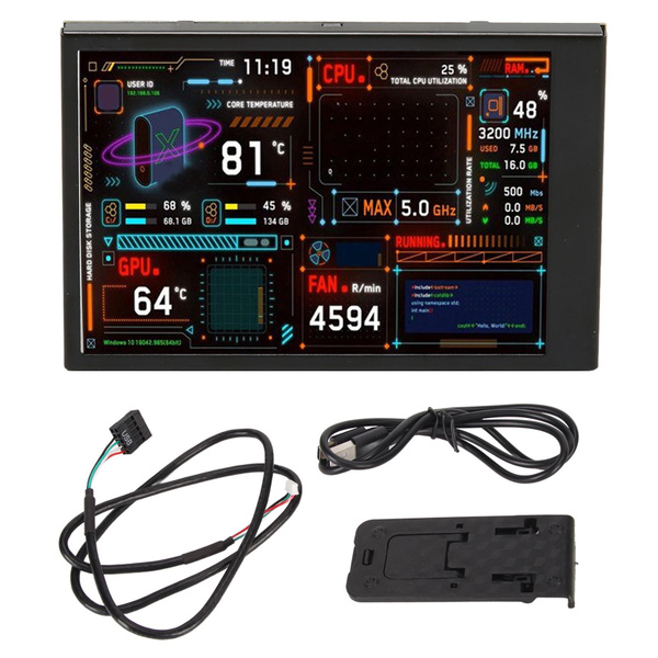 3.5in IPS Computer Temp Monitor, Dual USB C AIDA64 PC Data Monitor, PC ...