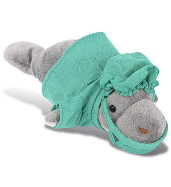 DolliBu Grey Manatee Doctor Wild Plush Toy with Scrub Uniform and Cap ...