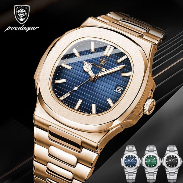 POEDAGAR Luxury Rose Gold Watch Business Waterproof Male Clock Date ...