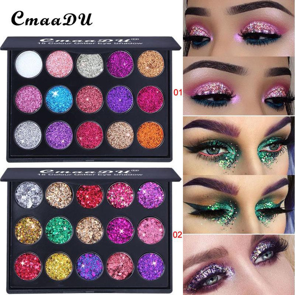 CmaaDu Diamond Glitter Eyeshadow Pallete Shimmer Eye Shadow Pallete ...