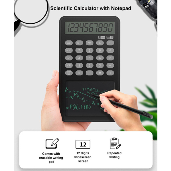 Scientific Calculator with Notepad 12 Digits LCD Display Calculator for Student Teacher Office ...