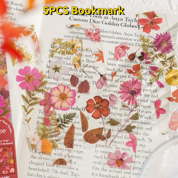 5PCS Four Seasons Flower Travel Series Bookmark PVC Translucent Reading ...