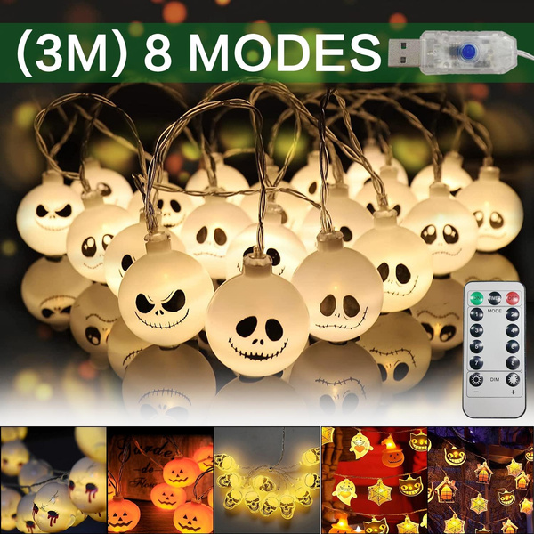 1PC 3m 20 LEDs Skull Ghost Lights Horror Decorative Lights Halloween ...
