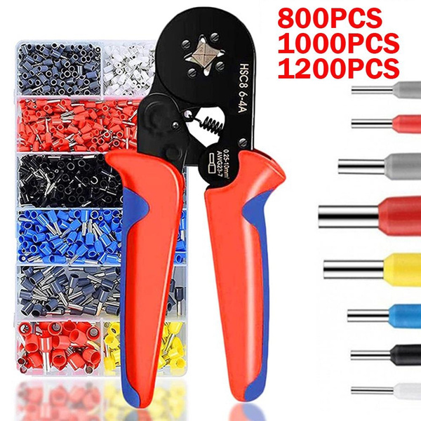800/1000/1200PCS Crimp Tool Kit Wire End Crimp Connector with 1PC HSC86 ...