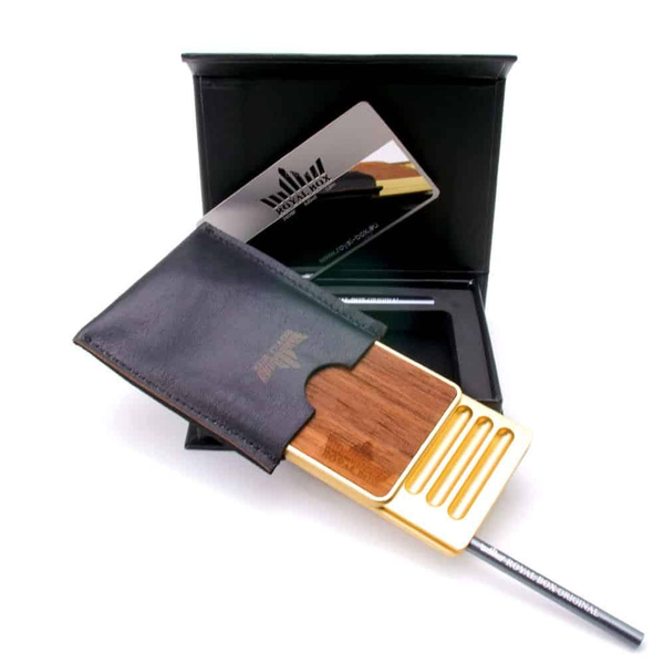 Royal Box American Walnut Gold Wood Aluminum Straw Collectable Snuff ...