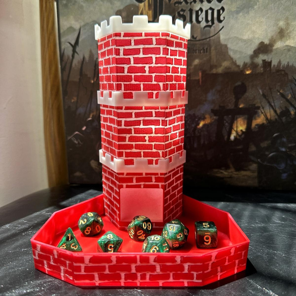 Christmas Edition with Red Chimney Tower Bricks Castle Dice Tower D&D ...