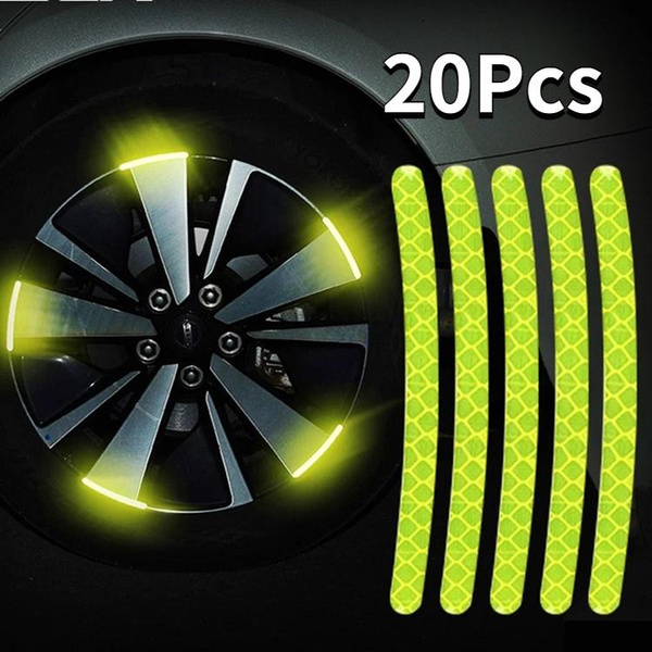20PCS Car Wheel Reflective Stickers Tire Warning Stickers 3D Car ...