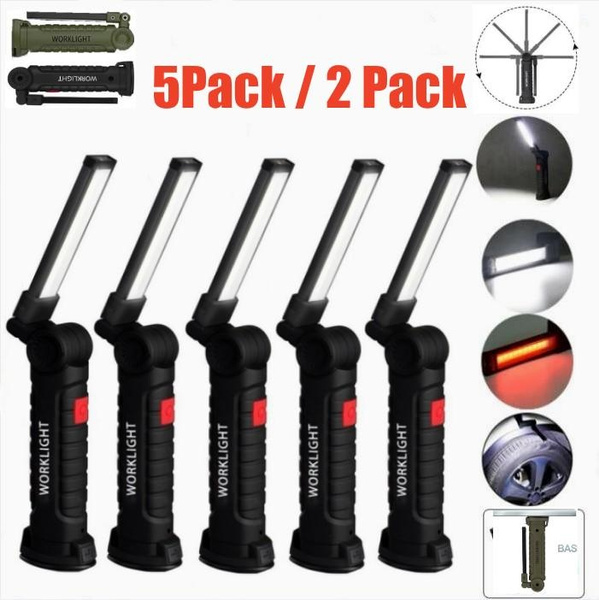 5/2Pack Portable Work Light Car Repair Lamp COB Rechargeable Torchlight ...