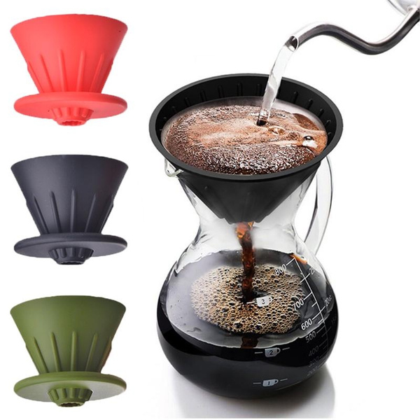 Collapsible Silicone Coffee Dripper Filter with Tray, Reusable Coffee ...