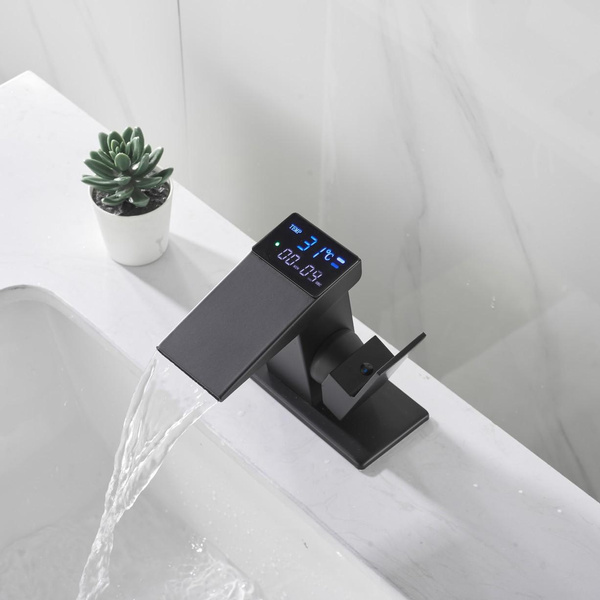 Smart Digital Display Basin Sink Faucet Hot Cold Water Temperature LED ...