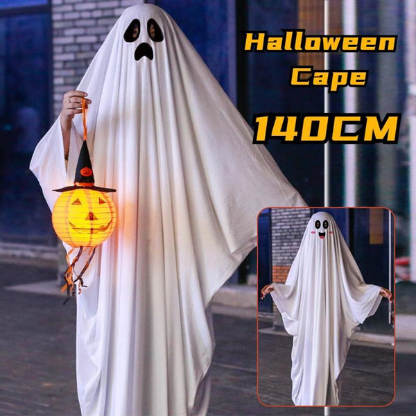 Adult 140cm Cute Halloween Horror Cloak Cape Cosplay Costume Ghost White Tassels Cloak Halloween ...