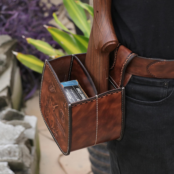 TOURBON Vintage Leather Ammo Pouch Belt Shotgun Shell Holder Bag for ...