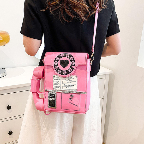 Women Telephone Shaped Handbag and Purses Retro Phone Top-Handle ...
