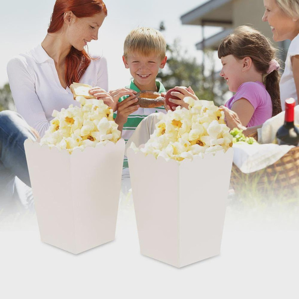 12 Pieces Pure White Popcorn Boxes Container Birthday Movie Party ...