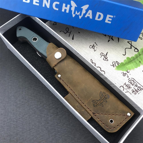 9 Inch Benchmade BM 162 Bushcrafter Leather Sheath Knife Outdoor ...