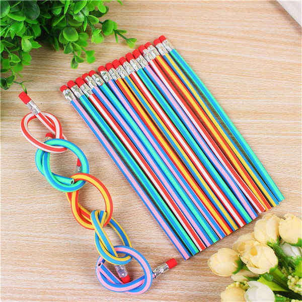 5/10Pcs Colorful Magic Bendy Flexible Soft Pencil with Eraser Student ...