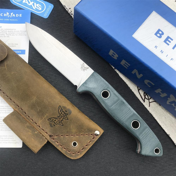 Benchmade 162 Brushcrafter Knives 3.85" Fixed Blade Knife S30v Leather ...