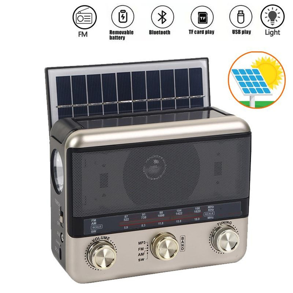 Portable Solar Energy Retro FM Radio Bluetooth Wireless Speaker With ...