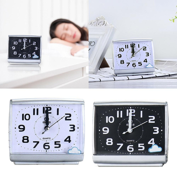 Battery Operated Quartz Clock Silent Bedside Table Alarm Clocks for ...