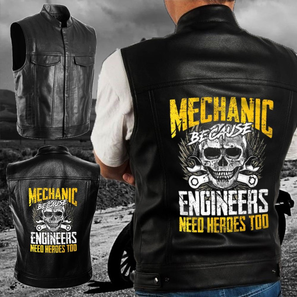 Mechanic Because Engineers Need Heroes Too Skull Leather Jacket Men | Wish